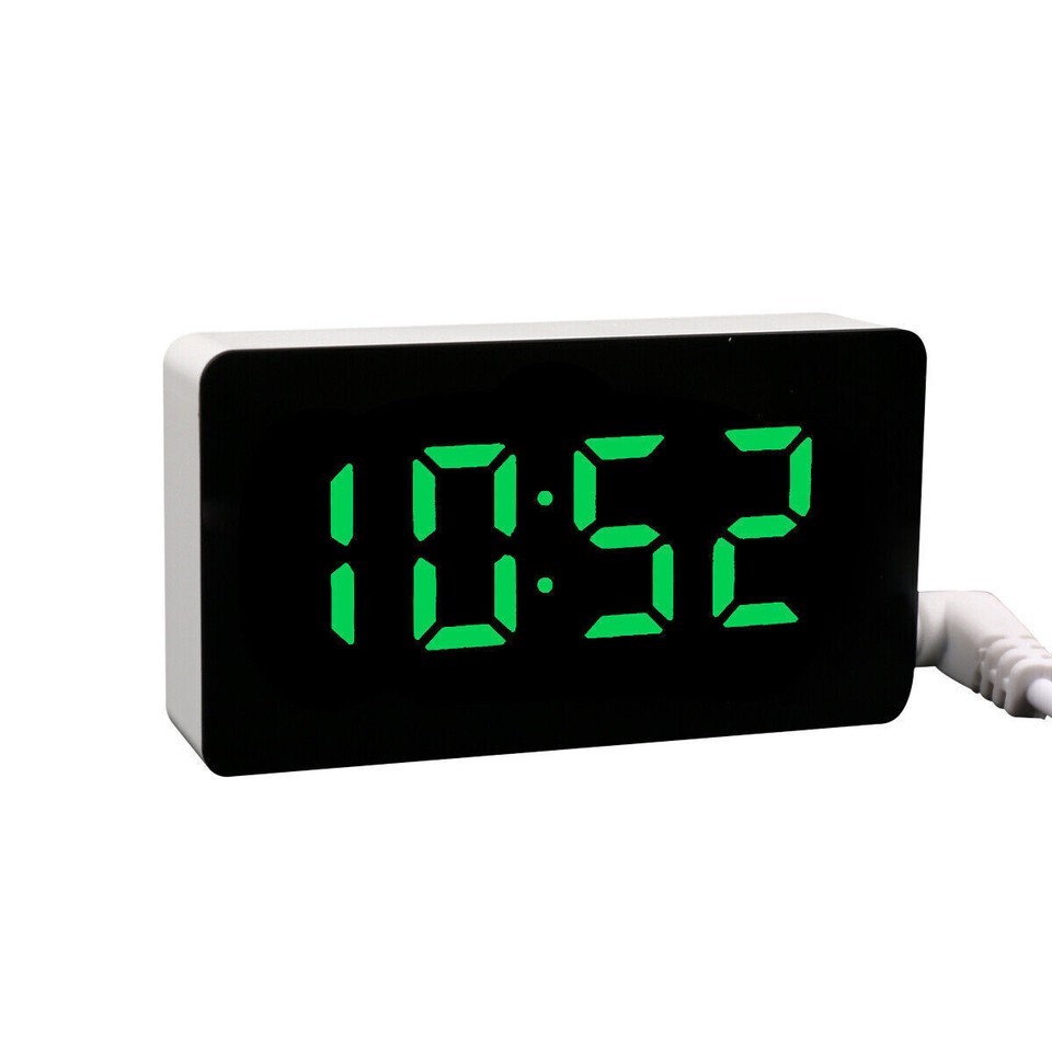 LED Electric Digital Alarm Clock Mains Power Mirror Temperature Display ...