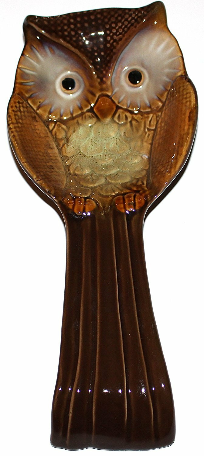 Natures Home Ceramic Owl Spoon Rest Dark Brown | eBay