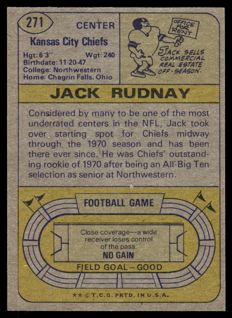 1974 Topps - #271 Jack Rudnay for sale online | eBay