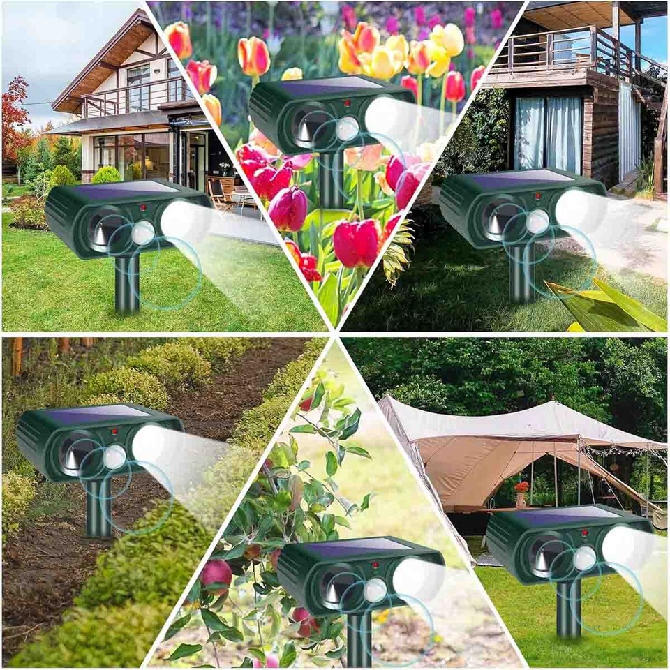 Solar Powered Rodent Ultrasonic Animal Repellent, Waterproof Motion ...