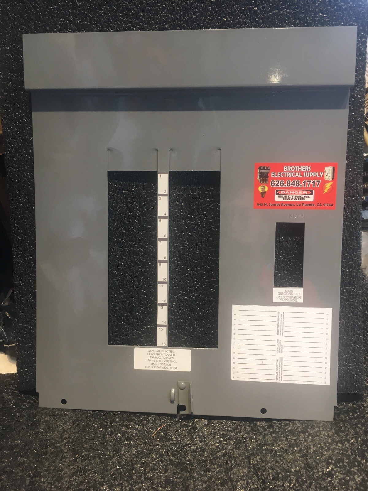 GENERAL ELECTRI DEAD FRONT COVER 125A 120/240V 1 PH 16 SPC TYPE THQL ...