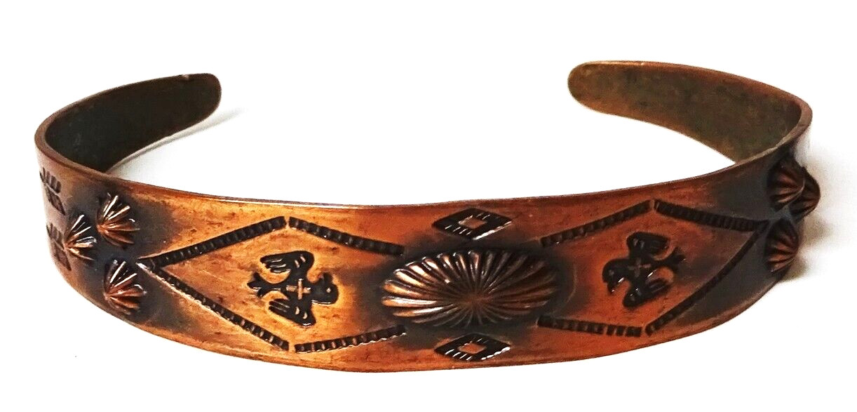 Vintage Copper Southwest Native American Tourist Cuff… - Gem