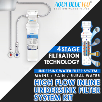 High Flow 4 Stage Inline Undersink Water Filter System | eBay