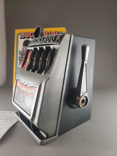 🎰 *NOS* Vintage Buckaroo / Bonanza Mini Slot Machine Bank Original Box ...