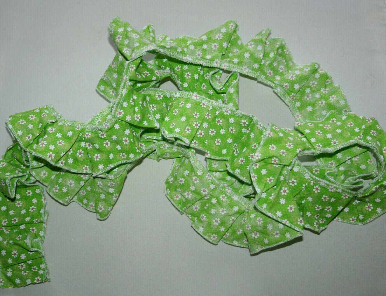 COTTON PLEATED GREEN FLOWER FLORAL DAISY RIBBON TRIM 2.5 YARDS ABOUT | eBay