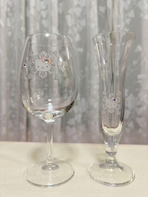 Rare Sanrio Hello Kitty wine glass & champagne glass Set New | eBay