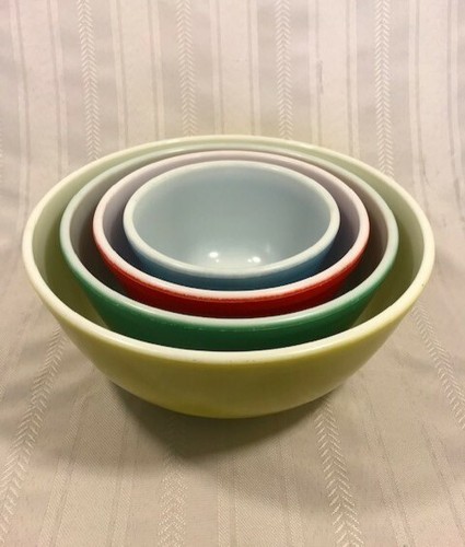 Vintage Pyrex 1940 Primary Multicolor Mixing Bowls Set of 4 . | eBay
