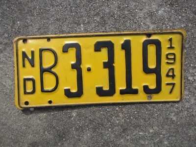 1947 North Dakota License Plate ND Chevy Ford Dodge Chevrolet B 3319 | eBay
