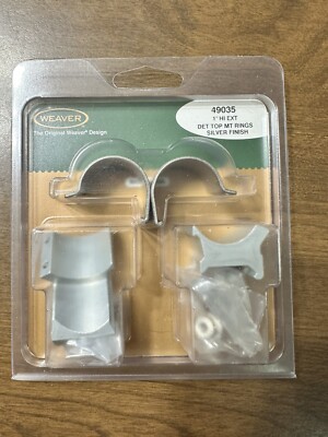 WEAVER 49035 1" High Extension Detachable Top Mount Scope Rings Silver ...