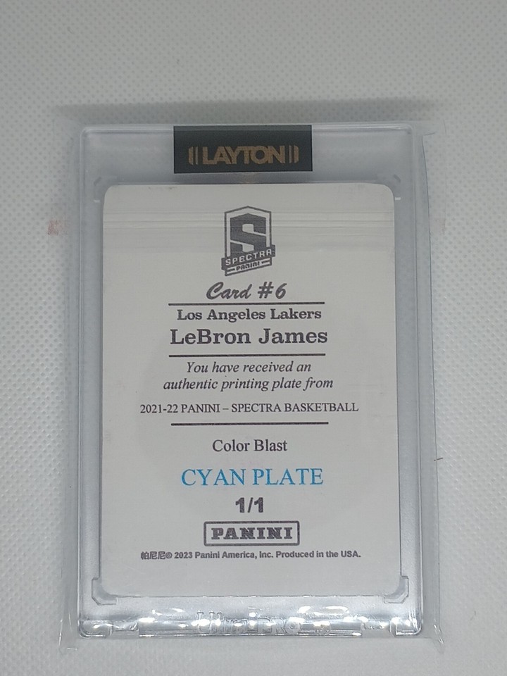 2021-22 LEBRON JAMES PANINI SPECTRA COLOR BLAST 1/1 CYAN PRINTING PLATE ...
