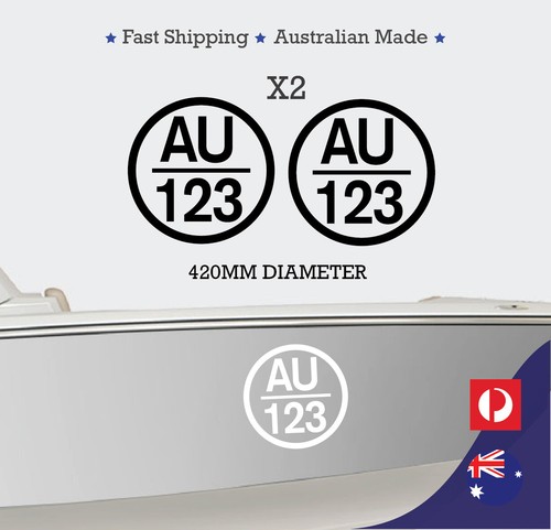 Round Boat Rego Stickers 420mm Port & Starboard Registration Vinyl ...