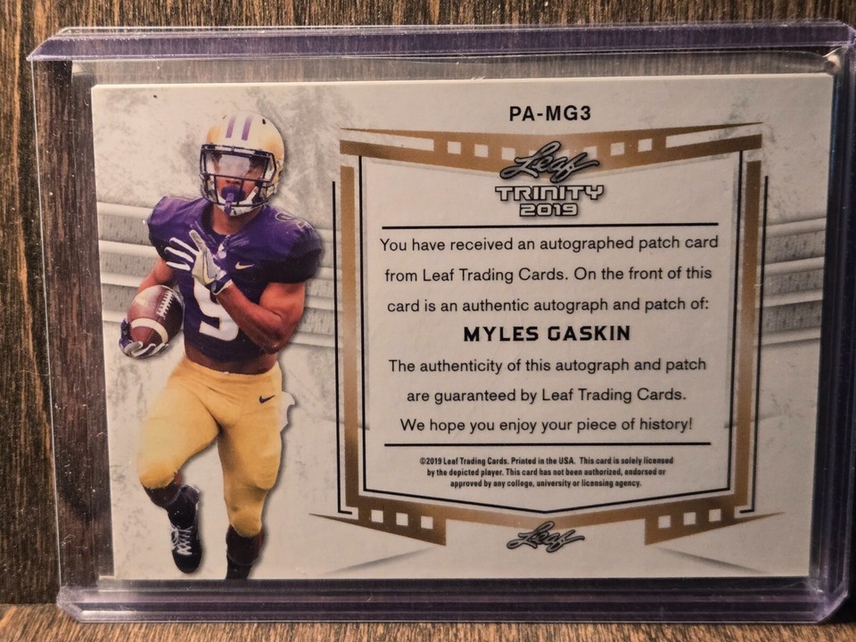 2019 LEAF TRINITY MYLES GASKIN AUTHENTIC SIGNATURE RC #D /10 RPA ...
