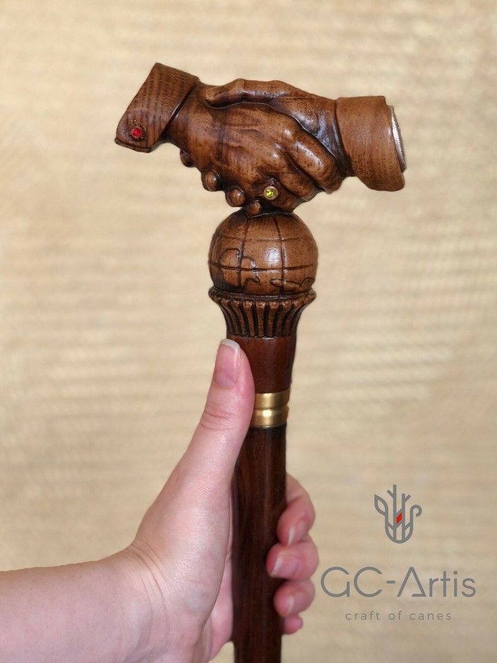 Wooden Walking Cane Stick men women Wood Carved Crafted Friendship ...