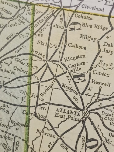 ~ 1897 Train Route Map Alabama FLORIDA Georgia ☆ all Railroad Lines ...