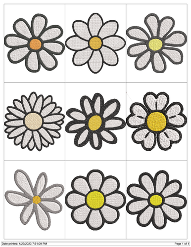 SINGLE DAISY FLOWERS Embroidery Machine Designs Patterns PES HUS JEF ...