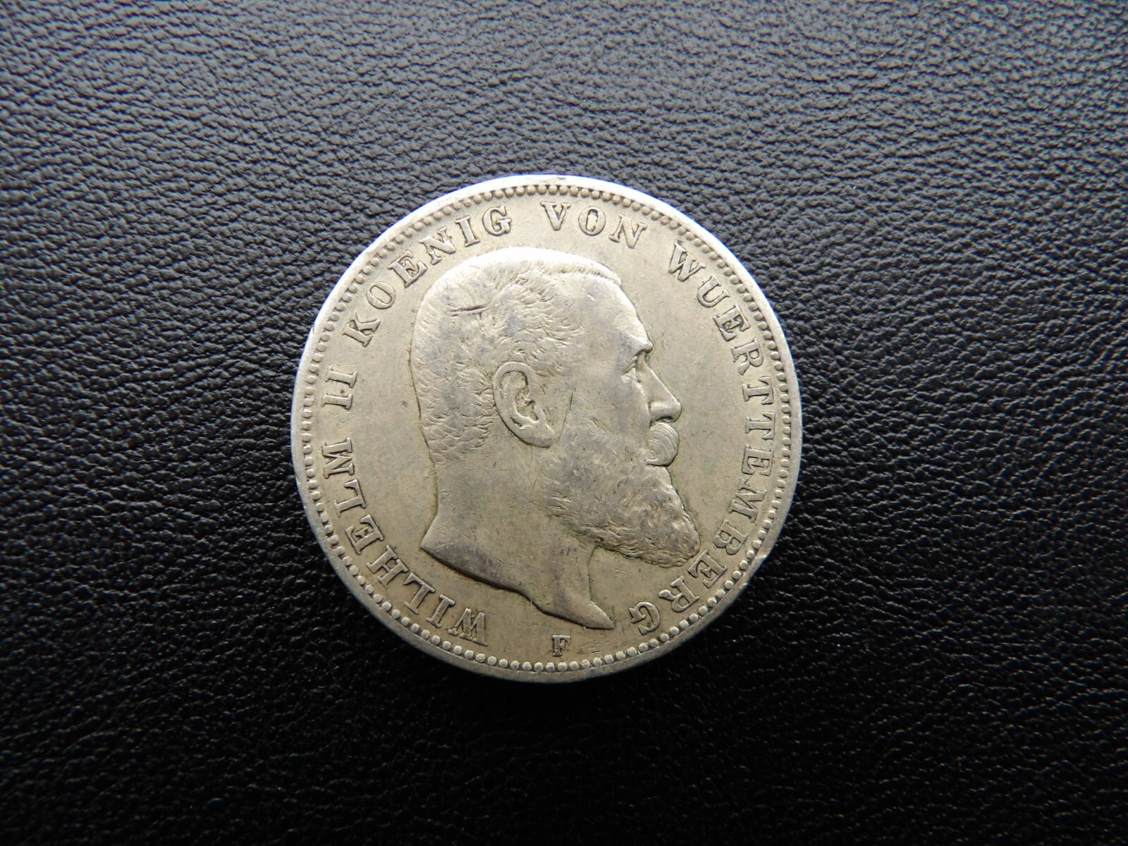 Germany 1909 F 3 Mark silver coin WILHELM II KOENIG VON WUERTTEMBERG (6 ...