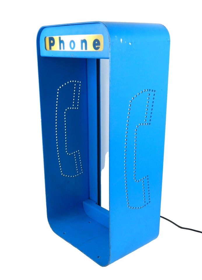 Vintage Aluminum Blue Pay Phone Booth Telephone Enclosure w/ Working ...