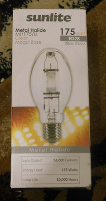 175 Watt SUNLITE METAL HALIDE MH175 Bulb 14,000 Lumens Clear Mogul Base ...