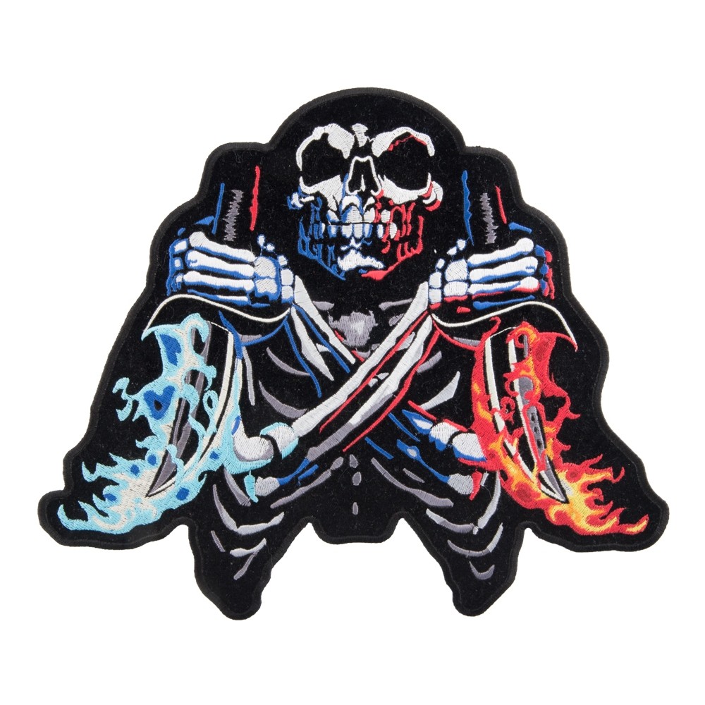 Fire & Ice Skeleton Motorcycle Patch, Skull Back Patches | eBay