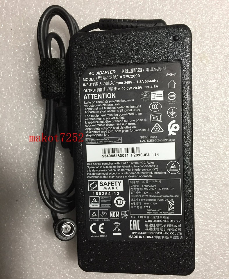 New Original TPV 20V Adapter for Viewsonic XG3220 ADPC2090 32" 4K ...