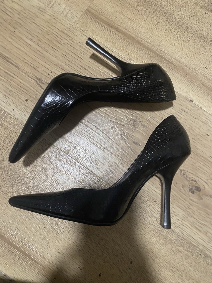 Cathy Jean Brazil Snake Skin Black Heels Size 7 Women | eBay