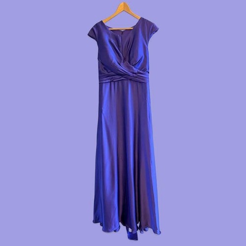 Cap Sleeve Purple Mother of the Bride NWT Tie Back Formal Dress Pockets ...