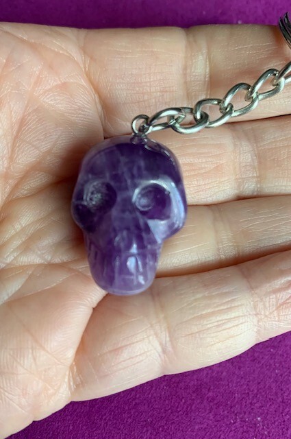 Amethyst Skull Key Chain 1" Carved Skull Key Ring | eBay