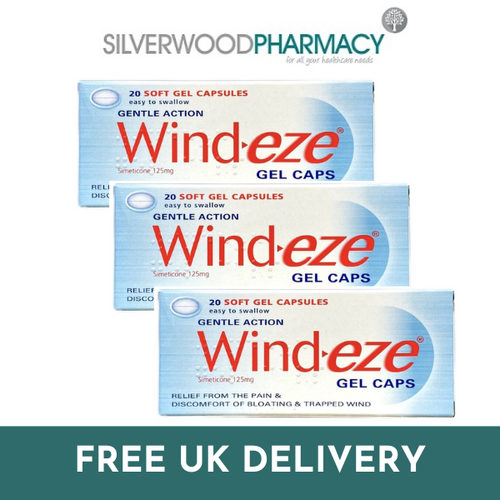 3x Wind-eze Simeticone - Relief from Trapped Wind, Bloating 20 Soft Gel ...