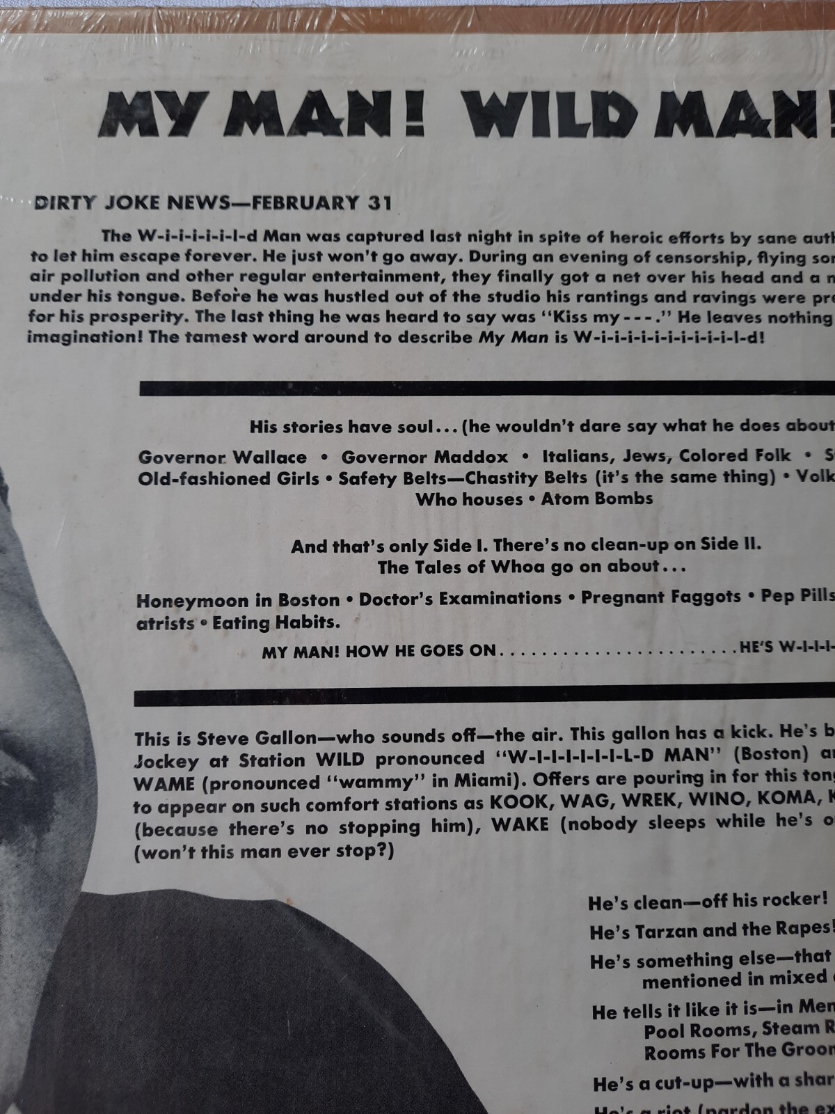 Steve Gallon: My Man Wild Man! Wild Man Steve Vinyl LP RAW 7000 | eBay