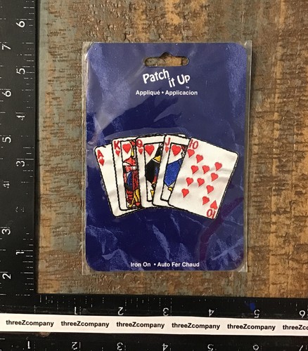 ROYAL FLUSH Playing Cards Poker Hand Gambling Hearts Casino Iron-On ...