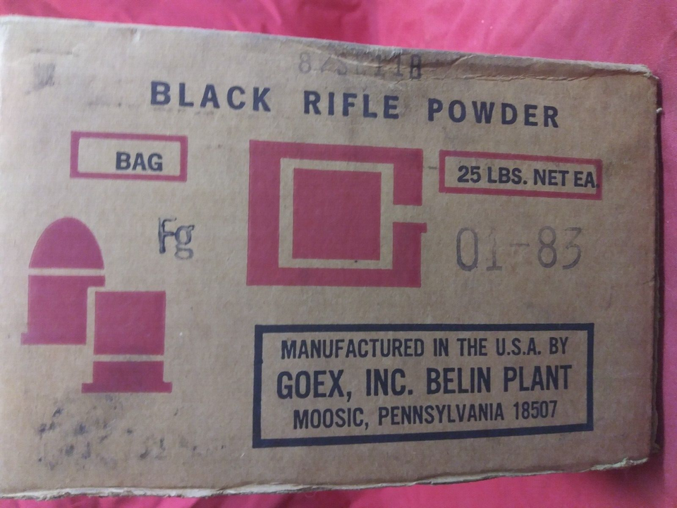 Black Powder Fg GOEX Brand 25 Pound Cardboard Shipping Box 3"Canon ...