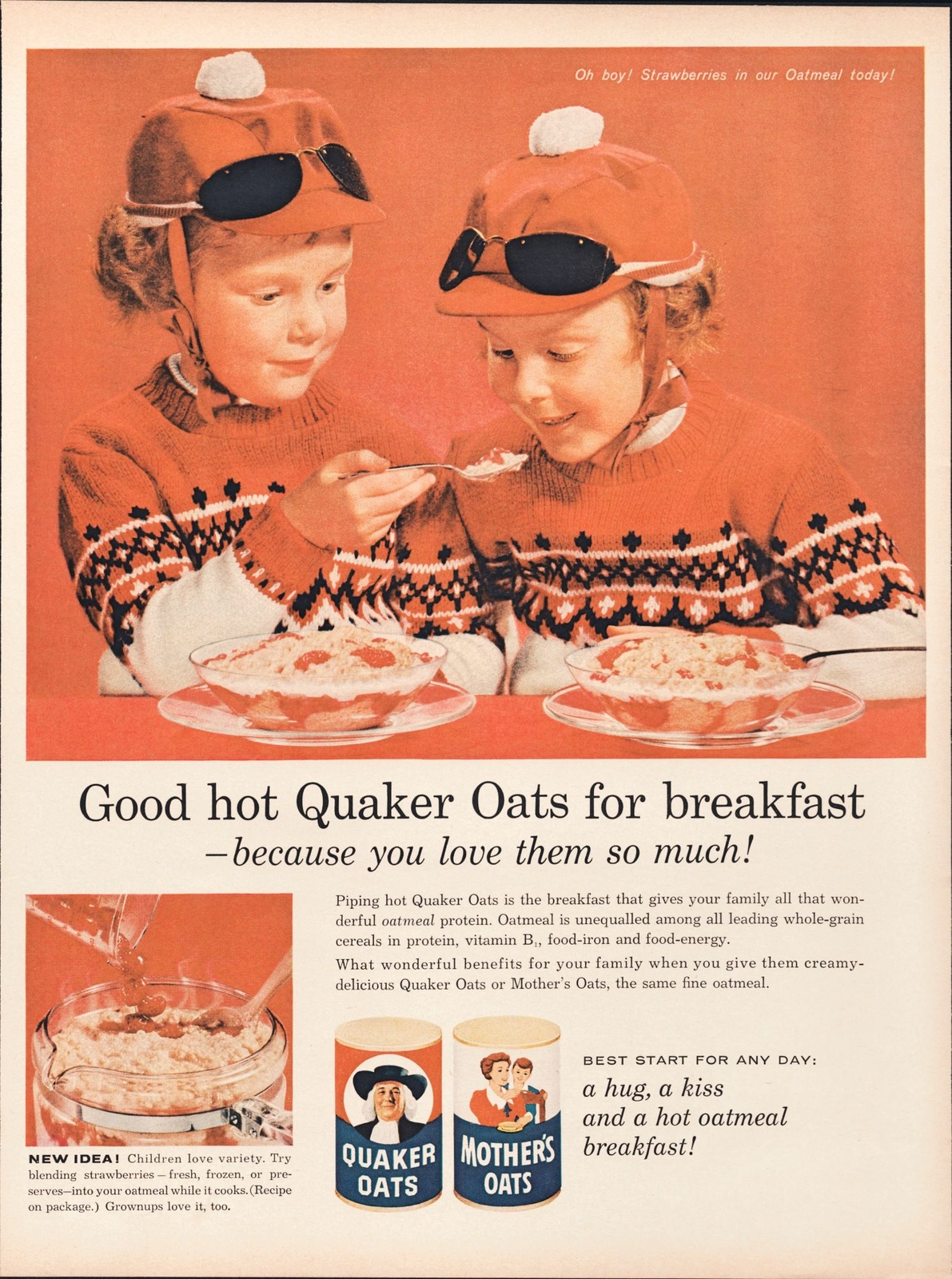 1959 Quaker Oats for Breakfast Vintage Print Ad Sisters Alpine Sweater ...
