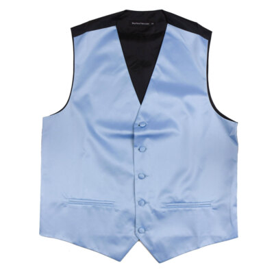 Men's Solid Blue Satin Tuxedo Vest Formals Weddings Proms Waistcoat | eBay