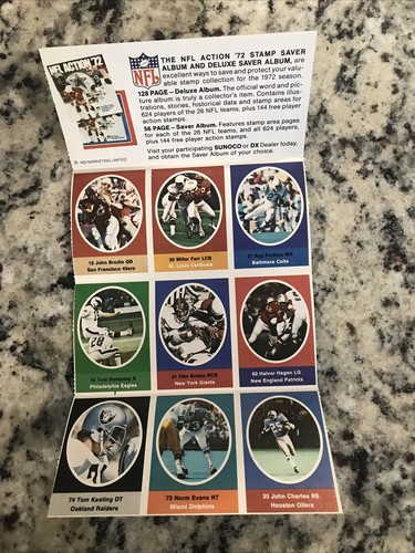 1972 Sunoco NFL ACTION Stamps Tom Dempsey Vintage Eagles Opened Rare | eBay