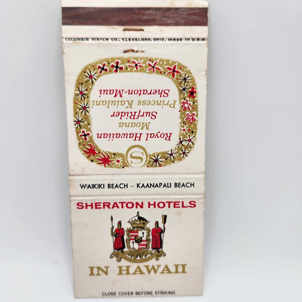 Vintage Matchbook Sheraton Hotels Hawaii Waikiki Beach Kaanapali Beach ...