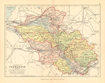 COUNTY FERMANAGH. Antique county map. Ulster. Northern Ireland ...