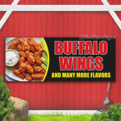 BUFFALO WINGS Advertising Banner Vinyl Mesh Sign Fried Chicken Fast ...