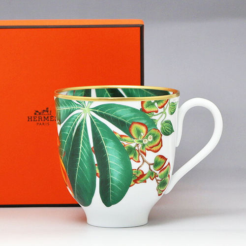 Hermes Passifolia Tea Coffee Mug Cup Tableware 24K Gold Green Floral ...