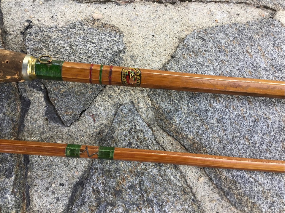 Montague TIMERLAKE 9’0” Split Bamboo Fly Rod XTRA TIP with GREEN REEL ...