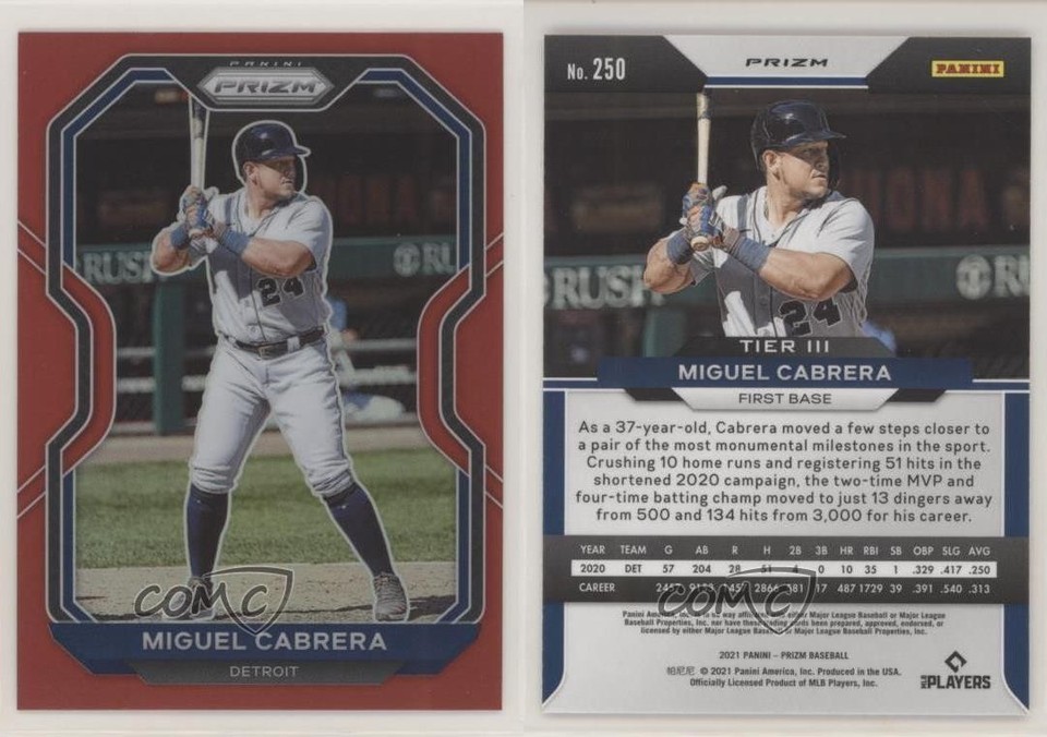 2021 Panini Prizm Tier III Red Prizm Miguel Cabrera #250 9pd | eBay