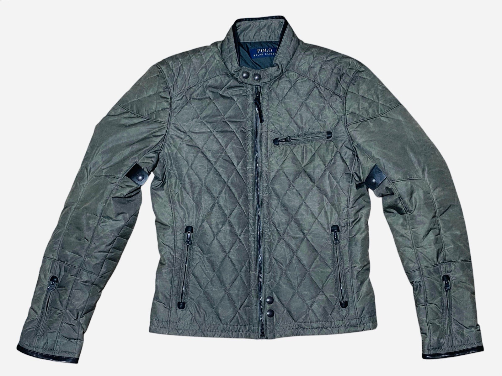 Polo Ralph Lauren Quilted Moto Cafe Racer Leather Tri… - Gem