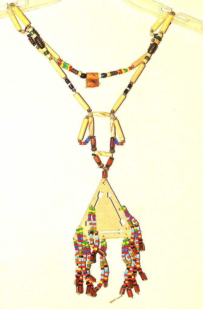 Beaded Necklace BEADED FRINGE VIGIL TRIANGLE Tribal OA Regalia Pow Wow ...