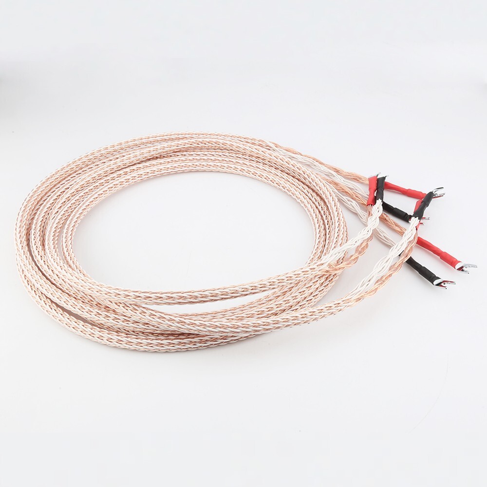 Pair 1.5M HIFI Speaker Cable HI-End 12TC OCC Copper 24 Strands With ...