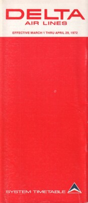 Delta Air Lines timetable 1972/03/01 | eBay