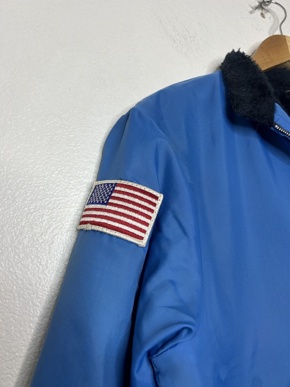 Vintage 70s Ford Cobra Racing Jacket Blue Faux Fur Li… - Gem