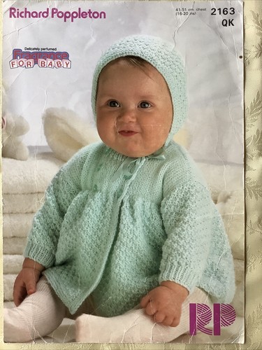 Richard Poppleton knitting pattern 2163. Baby cardigan & bonnet. QK 16 ...