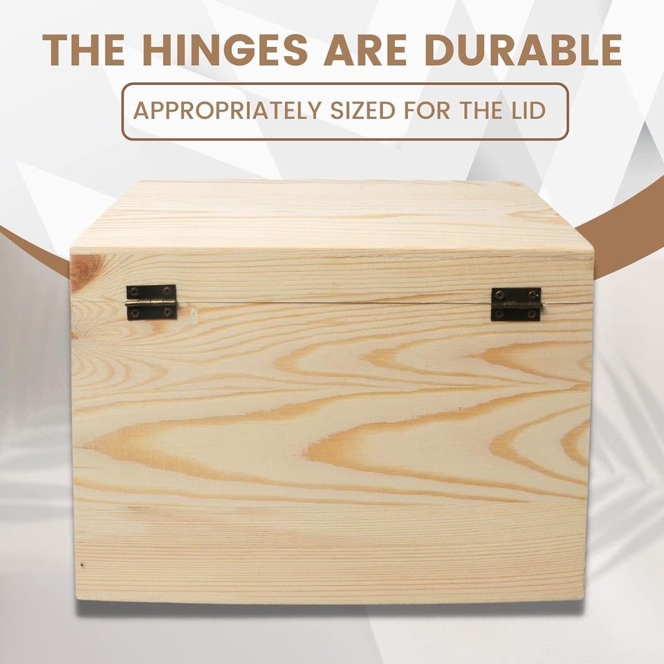 (1-Pack) 10" x 7" x 7Inch Large Unfinished Wooden Box with Hinged Lid ...