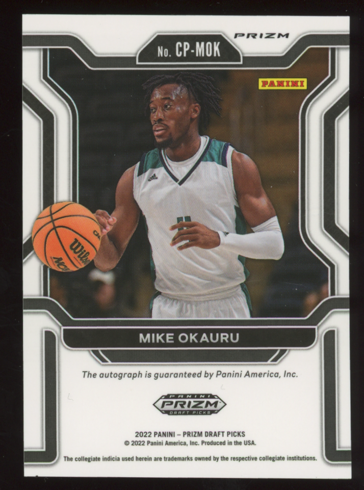 2022 PANINI PRIZM DRAFT MIKE OKAURU AUTOGRAPH GREEN PARALLEL ROOKIE RC ...