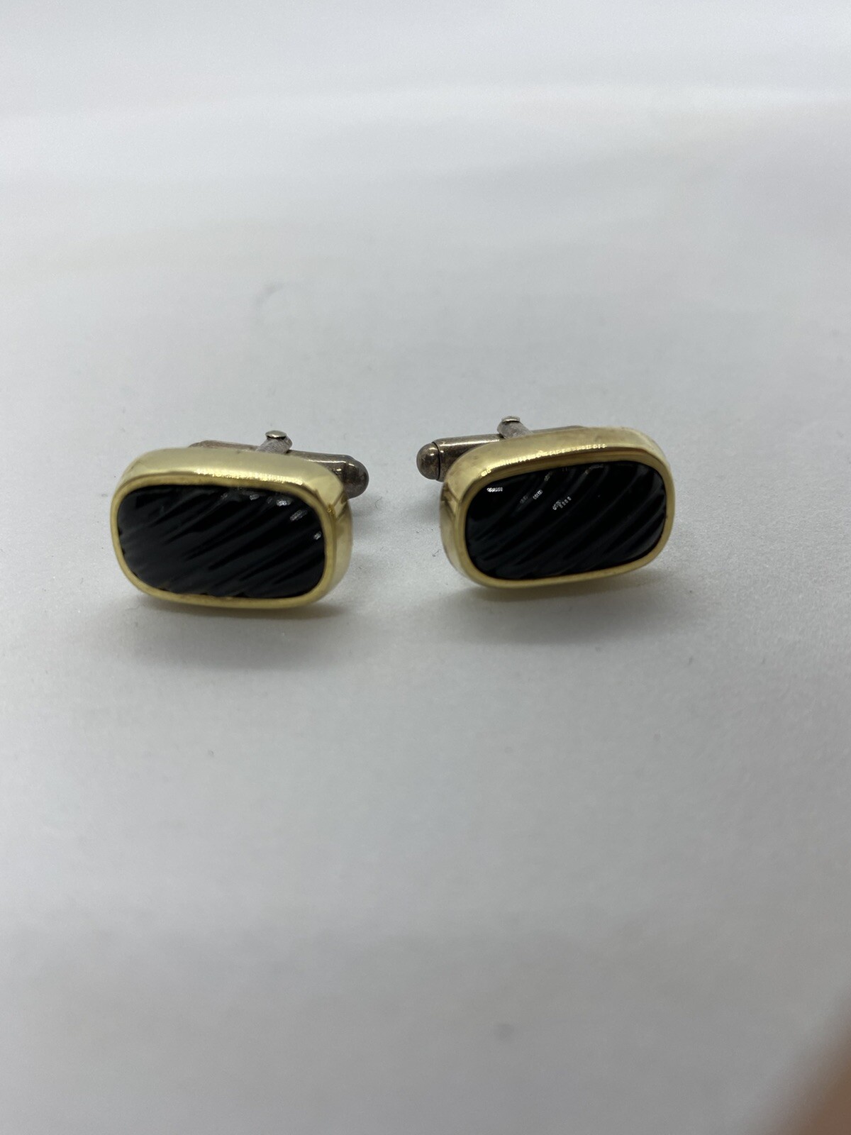 DAVID YURMAN ONIX 14k Gold Sterling Silver CUFFLINKS … - Gem