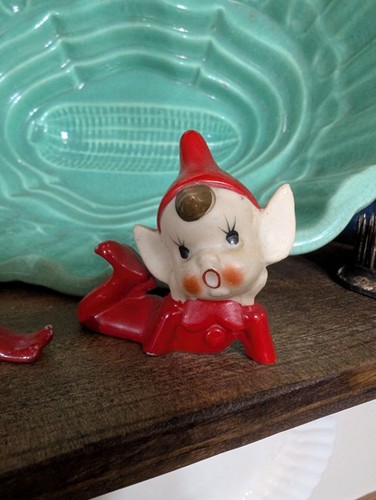 Vintage Red Pair Pixie Elves Elf Japan Porcelain Set Ceramic Figurines ...